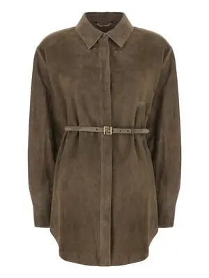 Fendi Fendi Suede Belted Shirt Multicolor