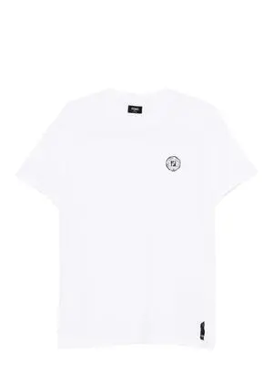 Fendi Ff Postcards Logo Print Cotton T-shirt - White