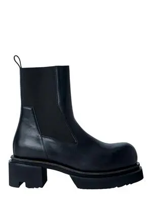 Rick Owens Beatle Bogun Leather Platform Chelsea Boots - Black