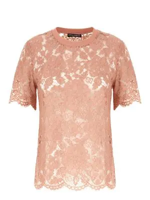 Dolce & Gabbana DOLCE & GABBANA Short Sleeve Lace Shirt Multicolor