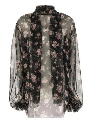 Dolce & Gabbana Floral Print Sheer Blouse - Multicolor