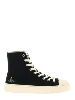 VIVIENNE WESTWOOD Vivienne Westwood High-Top Canvas Sneakers With Embroidered Orb Logo