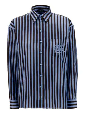 Etro Striped Shirt With Embroidered Pegasus Detail - Multicolor