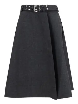 GANNI Wool Wrap Skirt With Belted Detail - Gray