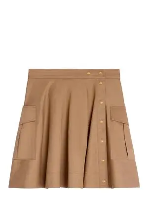 Celine CELINE High-Waisted Cotton Mini Skirt With Triomphe Button Closure Multicolor