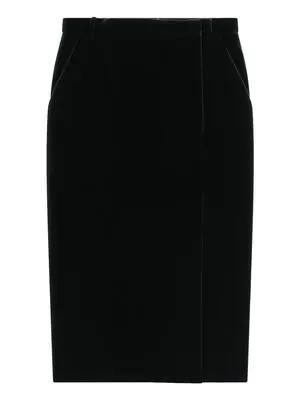 Saint Laurent Velvet Wrap Midi Skirt - Black