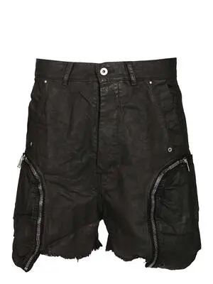 Rick Owens RICK OWENS Drkshdw Bauhaus Frayed Denim Cargo Shorts Black