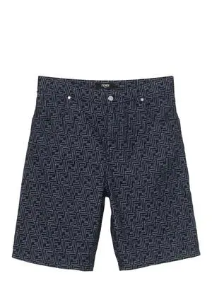 Fendi Ff Jacquard Denim Shorts - Blue