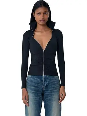 Balenciaga Bra Cup Zip-up Jacket With Ruched Front - Black