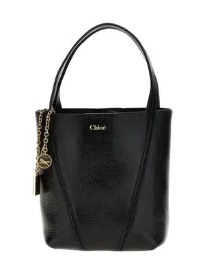 Chloé Small Spin Tote Bag In Grained Leather - Black