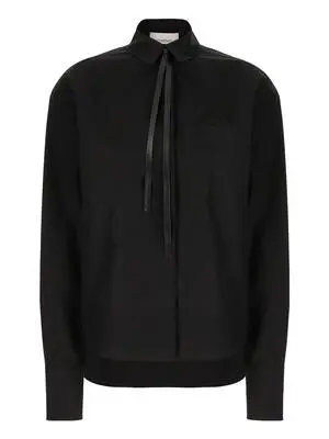 Sportmax Black Button-up Shirt With Tie Detail - Multicolor