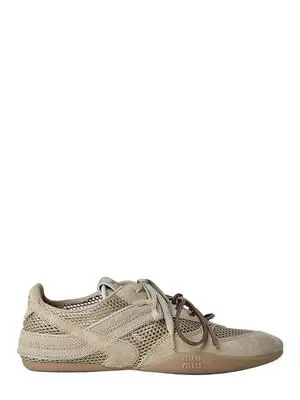 Miu Miu Rope And Suede Lace-up Sneakers - Cream
