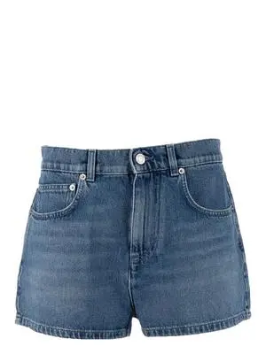 Moschino Denim Shorts With Heart Applique - Multicolor