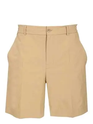 Moncler Seersucker Shorts With Leather Logo Patch - Cream