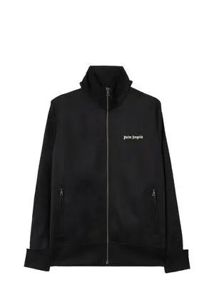 Palm Angels Logo Embroidered Zip-up Track Jacket - Black