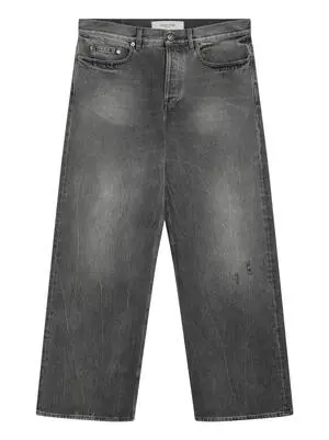 GOLDEN GOOSE Wide Leg Washed Denim Jeans - Gray