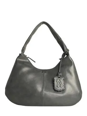 GANNI Leather Blend Shoulder Bag - Gray