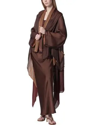 Alberta Ferretti Silk Organza Cape - Brown