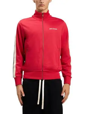 Palm Angels Zip-up Track Jacket With Embroidered Logo And Striped Detailing - Red