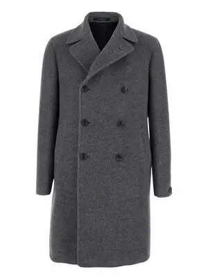 Tagliatore Grey Double-breasted Wool And Cashmere Coat - Gray