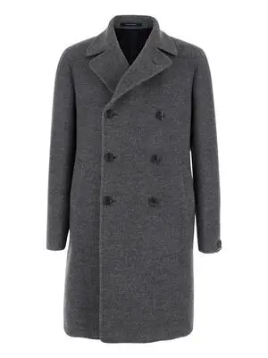 Tagliatore Grey Double-breasted Wool And Cashmere Coat - Multicolor