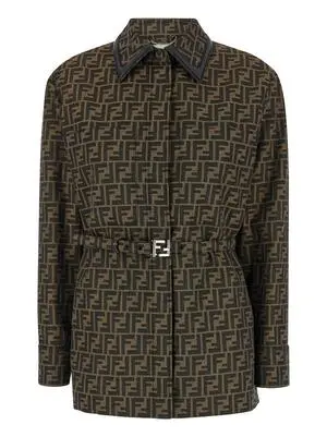 FENDI FENDI Brown FF Motif Cotton Blend Jacket