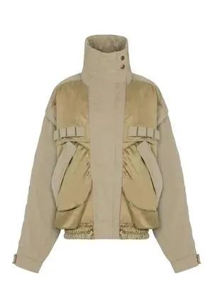 Balmain Quilted Bomber Jacket With Stand Collar - Green