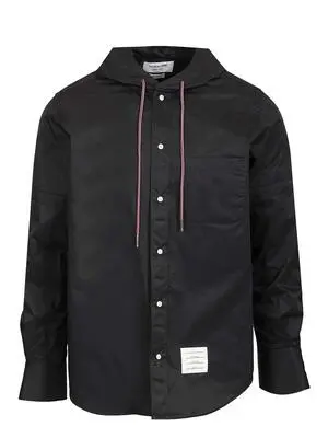 Thom Browne Nylon Hooded Shirt - Blue