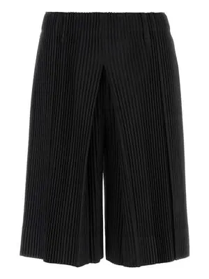 Issey Miyake Pleated Polyester Bermuda Shorts - Black
