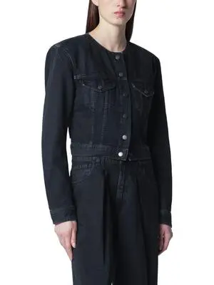 HAIKURE Haikure Shirley Bull 44 Cropped Denim Jacket Gray