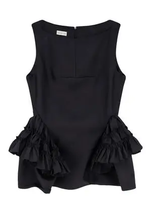 Dries Van Noten Casey Wool And Silk Top - Black