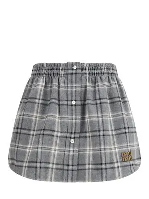 Miu Miu Check Flannel Miniskirt - Gray