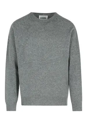 JIL SANDER JIL SANDER Fine Knit Virgin Wool Blend Sweater Gray