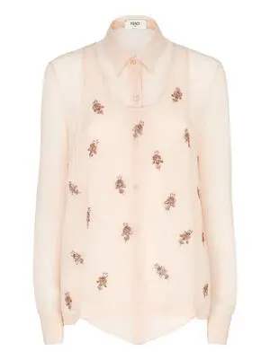 Fendi FENDI Silk Georgette Embroidered Blouse Multicolor