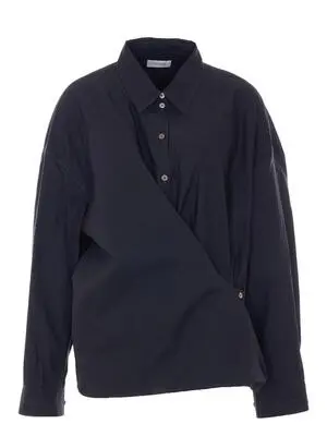 LEMAIRE LEMAIRE Straight Collar Twisted Shirt Blue