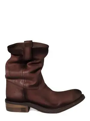 Miu Miu Leather Slouchy Boots - Brown