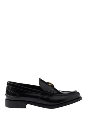 Prada Brushed Leather Loafers With Leather Band - Black