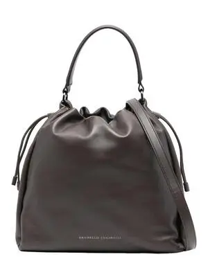 Brunello Cucinelli Calf Leather Bucket Bag - Gray