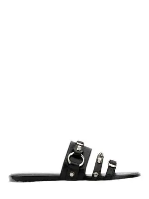 Balenciaga City Flat Mule In Arena Lambskin - Black