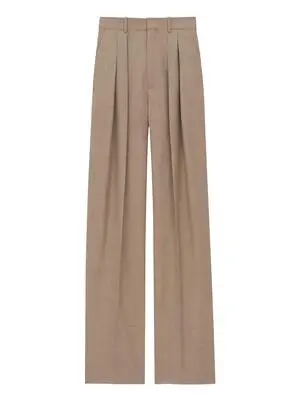 Saint Laurent SAINT LAURENT Wide-Leg Tailored Pants In Caviar Wool Multicolor