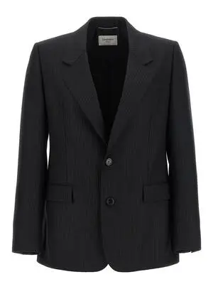 Saint Laurent Pinstripe Blazer - Black