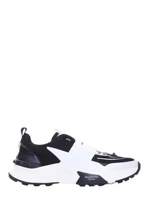 Valentino Garavani Fabric And Rubber Lace-up Sneakers - Black