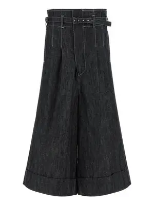 JUNYA WATANABE Junya Watanabe High Waist Wide Leg Cropped Jeans