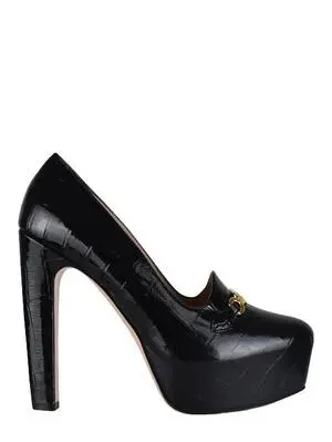 TOM FORD Tom Ford Embossed Crocodile Effect Platform Pumps With Chain Link Detailing Black