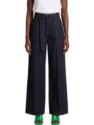 Loewe Wide Leg Jeans With Belted Waist - Blue