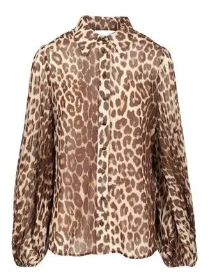 ZIMMERMANN ZIMMERMANN Leopard Print Pleated Sleeve Shirt