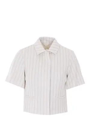 Max Mara Short Sleeve Striped Jacket - White
