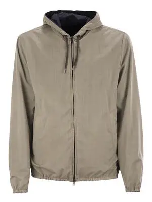 Herno Reversible Hooded Jacket In Virgin Wool And Technical Fabric - Cream
