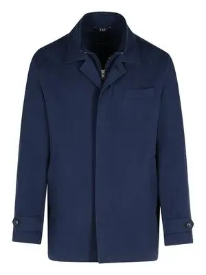 FAY Morning" Cotton Jacket With V-neckline And Double Zip Closure - Blue