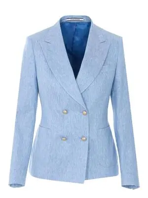 Tagliatore Light Linen Blend Blazer - Blue